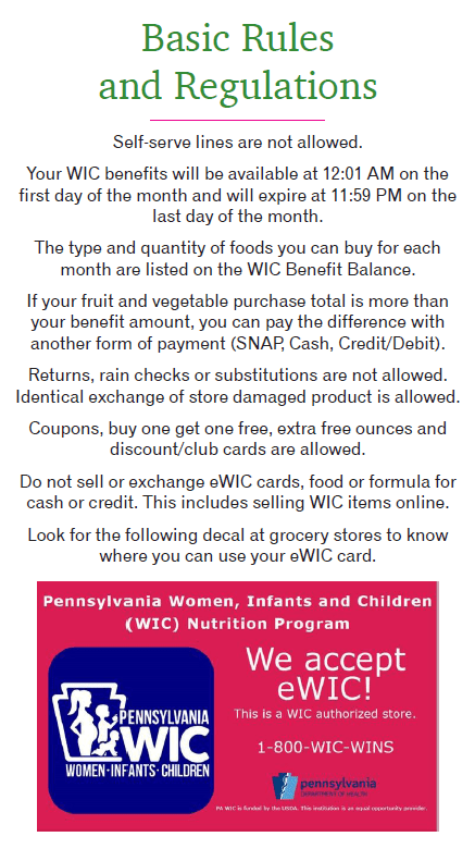Pennsylvania WIC Approved Food List English 2023 | JPMA, Inc.